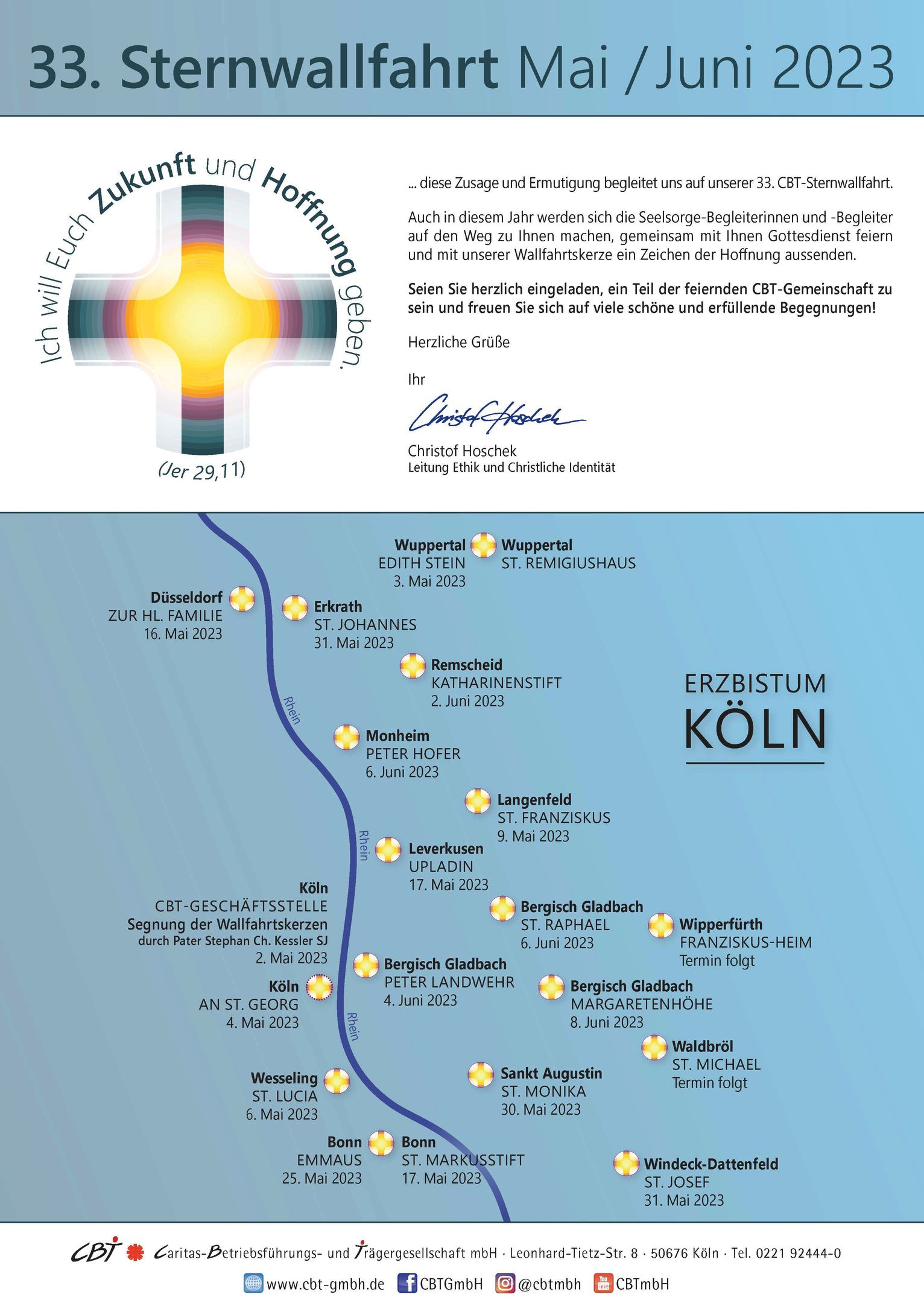 „Ich will Euch Zukunft und Hoffnung geben.“ (Jer 29,11): Start der 33. CBT-Sternwallfahrt - CBT GmbH